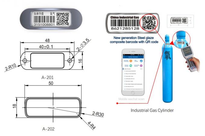 Industrial Gas Cylinder Metal Barcode Labels Anti UV Waterproof